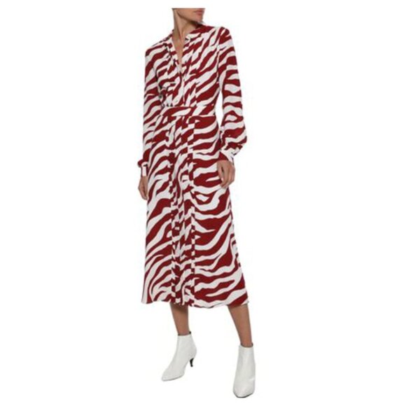 IRIS & INK | Dresses | Iris And Ink Alva Pintucked Zebra Print Crepe ...